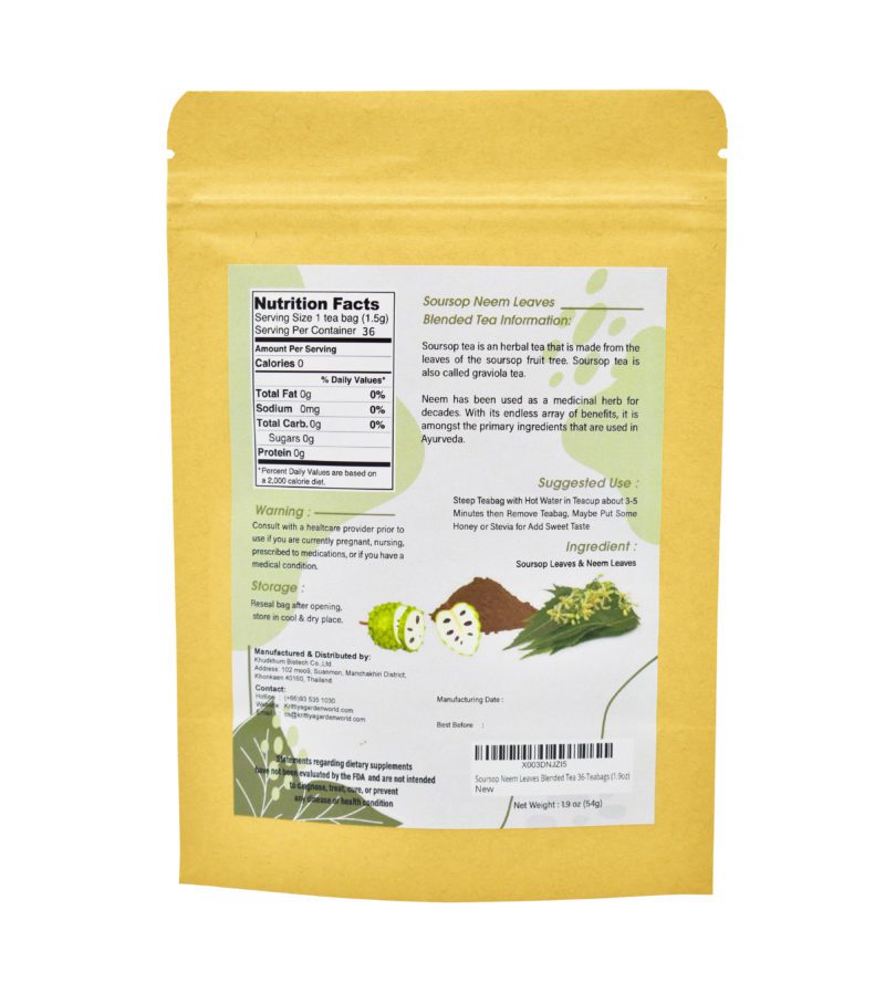 Soursop Neem Leaves Blended Tea 36-Teabags (1.9oz) - Krittiya Garden World